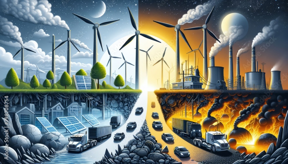 Ecological disaster concept, environmental pollution, climate change ...