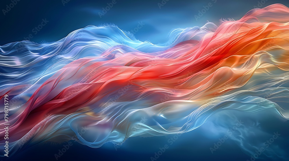 The USA flag captured in full motion, waving rapidly in the wind with a ...