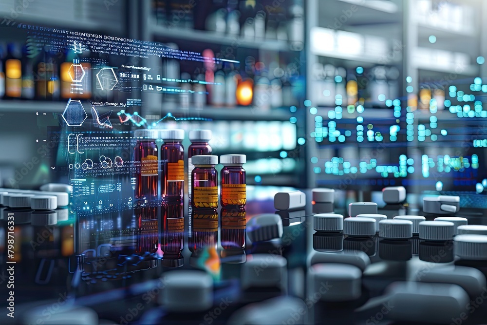 Clinical trial phases visualized through digital models, medication ...