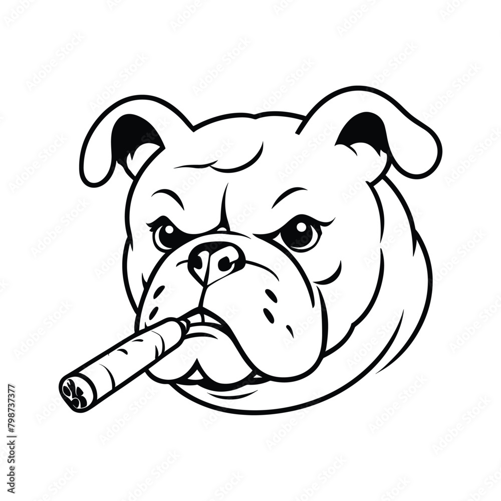 bulldog with cigar vector illustration black and white , vector cigar ...