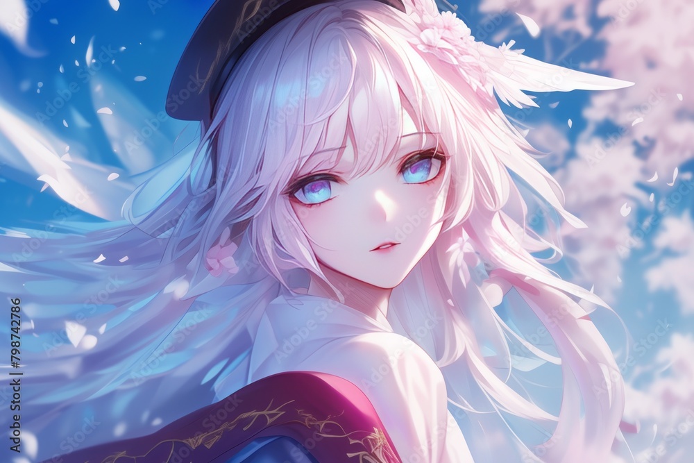Beautiful anime girl Manga, Angel, Pretty, cute. Stock Illustration ...
