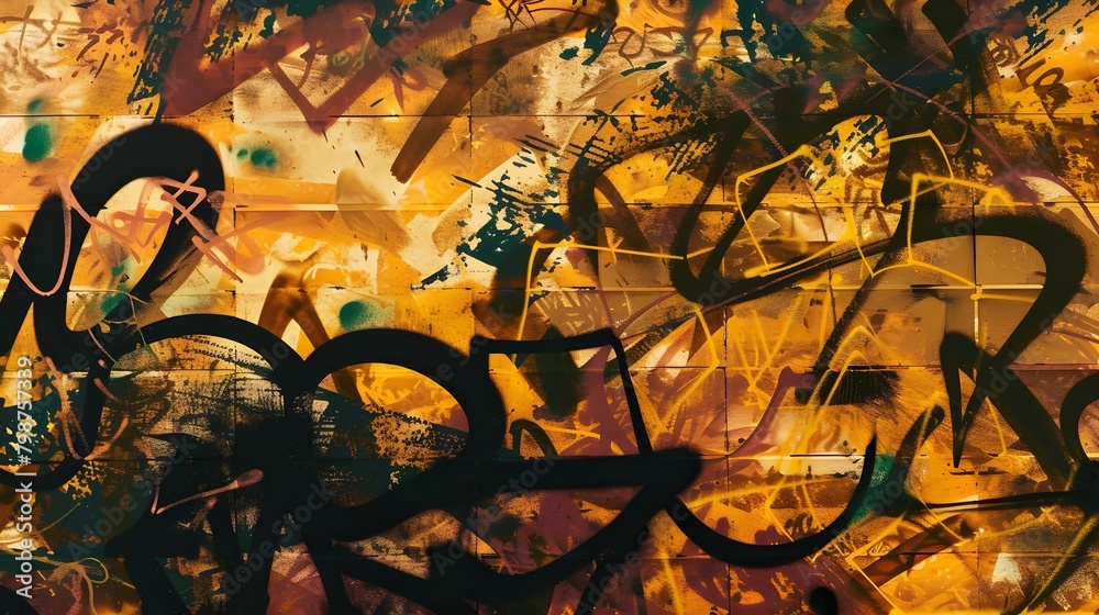 Foto de Graffiti Art Luxury Gold Background Design Tile, Urban Street ...