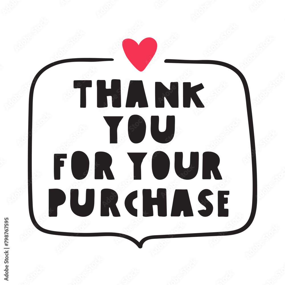 Thank you for your purchase. Badge. Hand drawn illustration on white ...