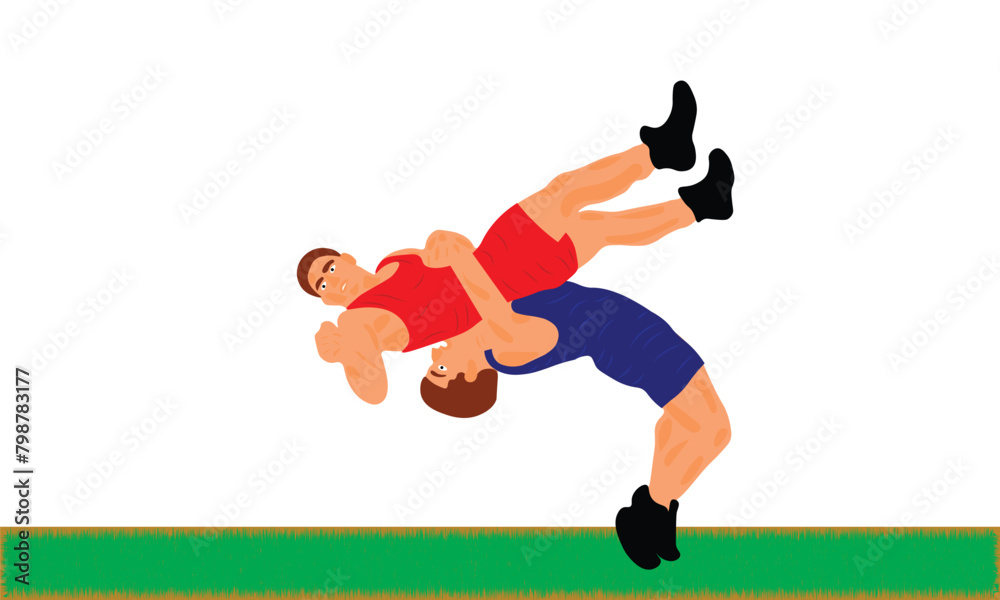 Kabaddi League wrestling competition two players in a game moment on ...