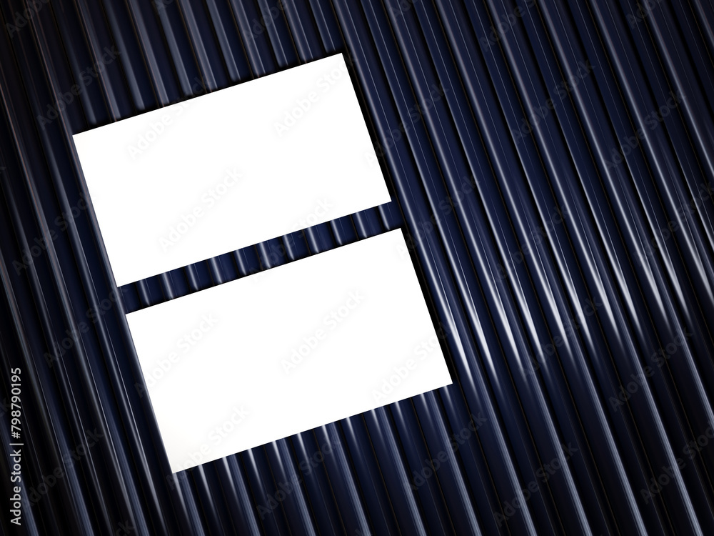 Closeup of empty white rectangle business card mockups lying diagonally ...