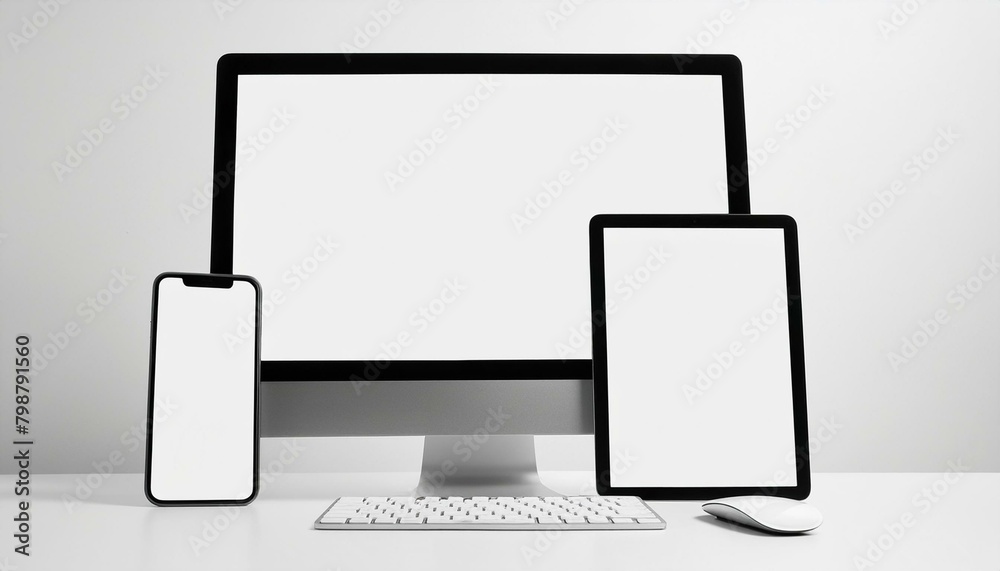 Mockup Template for Different Screen Sizes - Monitor, Tablet and Phone ...