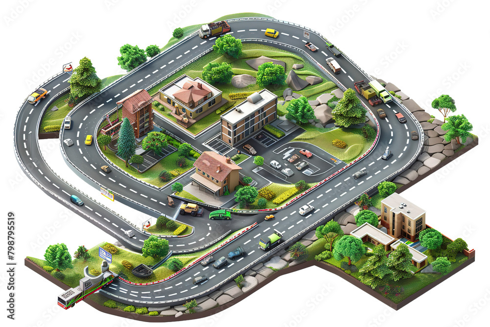 Map square, realistic environment diagram, freeway roads traffic etc ...