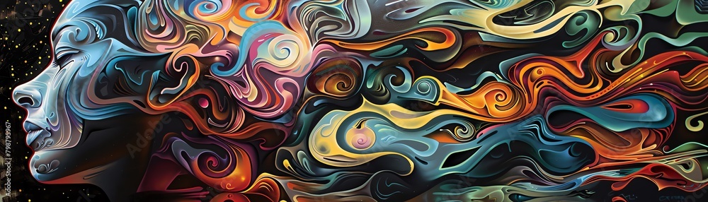 Craft a mind-bending mural showcasing the intricate layers of human ...