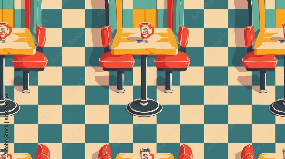 Create a seamless pattern background with a retro diner theme ...