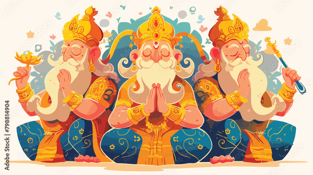 Brahma Indian trinity god. Hindu creator deity with Stock Vector ... Brahma Indian trinity god. Hindu creator deity with Stock Vector ...