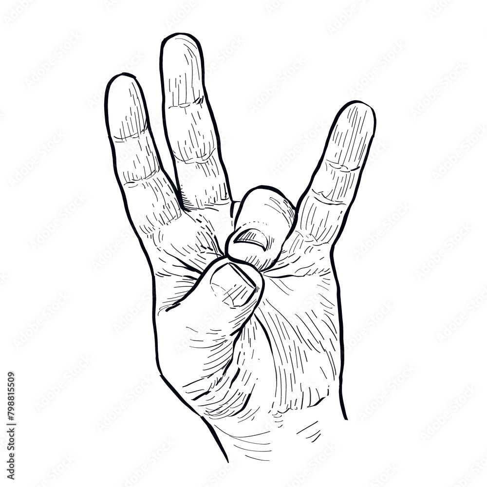 Close-up of thumb and ring finger touching each other, hand language ...