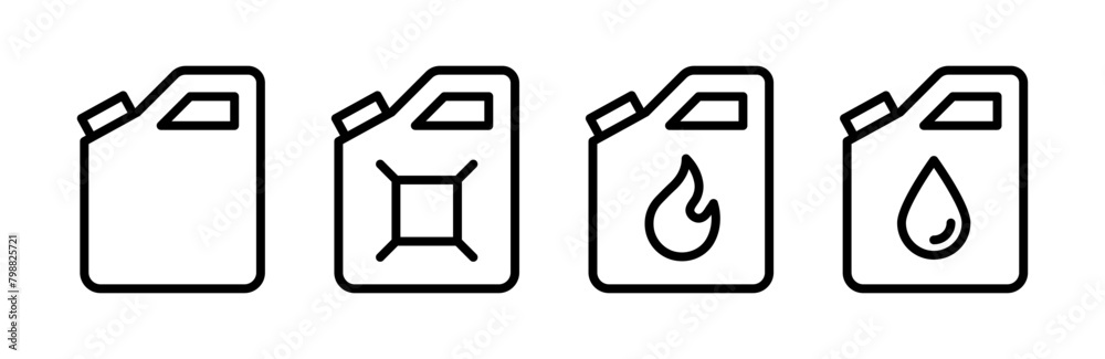 Benzine canister icon set. Petrol tank symbol. Fuel canister vector ...