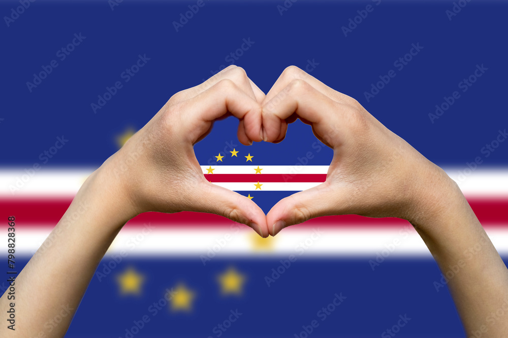 Cape Verde flag with two hands heart shape, patriotism and nationalism ...
