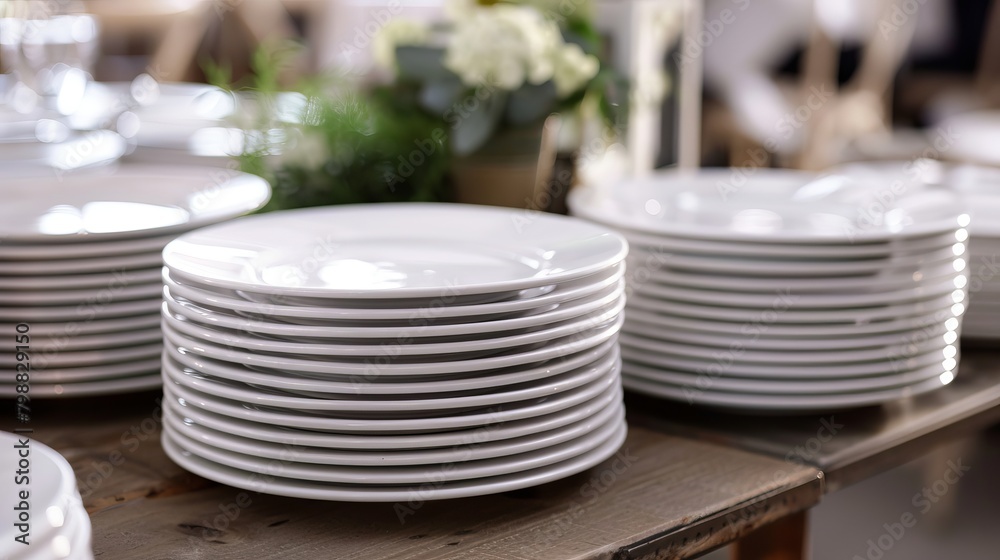 The white dinner plates, with their clean lines and timeless design ...