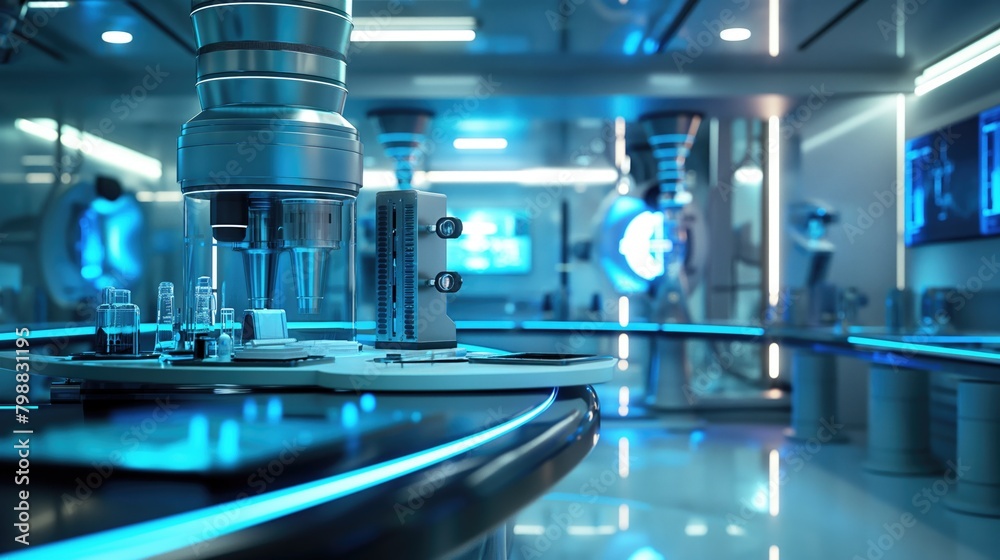 Close up futuristic bioengineering lab background for tests using ...