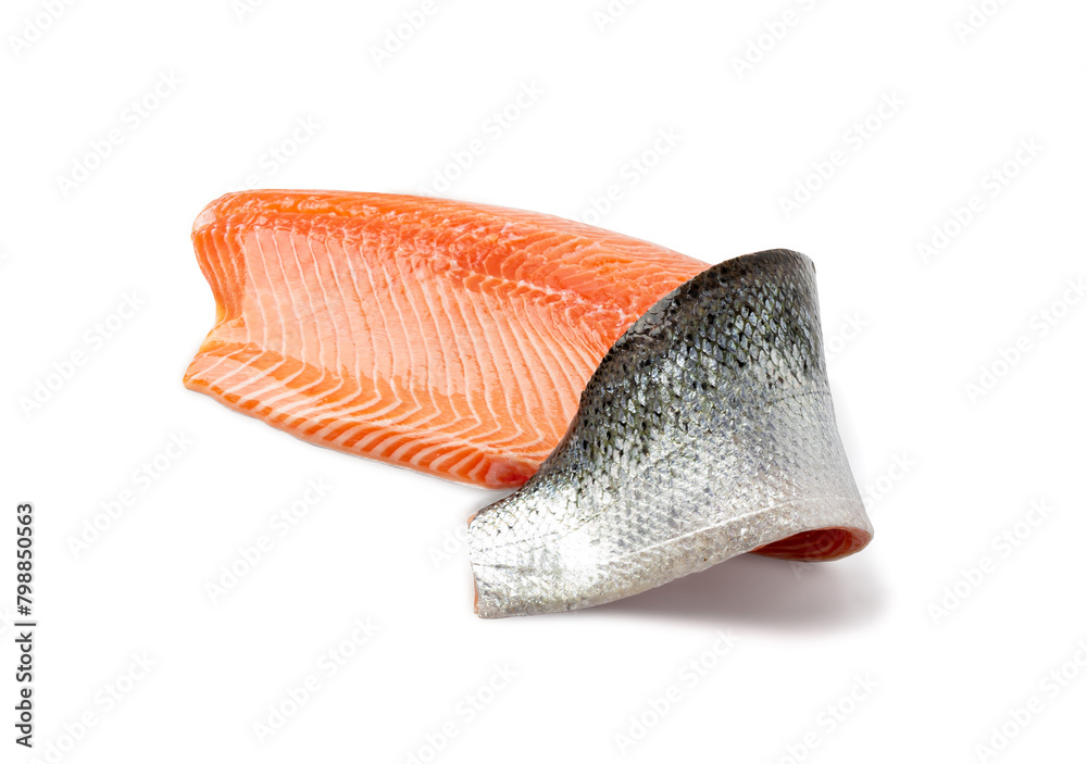 Fresh Salmon Fillet Isolated, Raw Norwegian Red Fish, Trout Meat Piece ...