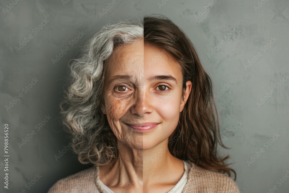 Split hair reveals laugh lines in old woman's skin barrier hairstyle ...