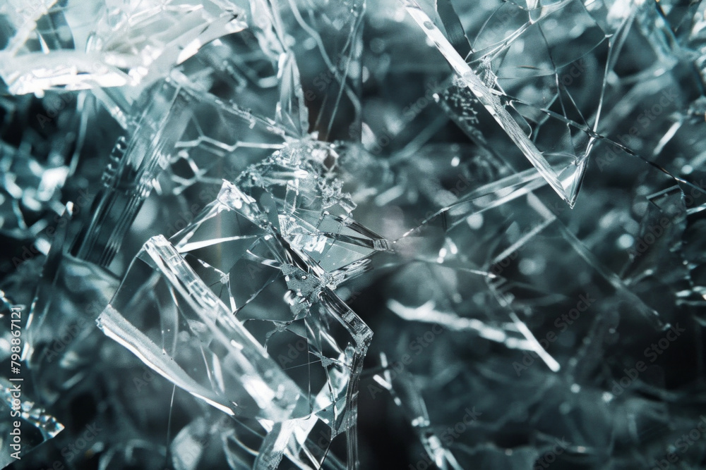 Shattered glass shards, featuring jagged edges and transparent ...