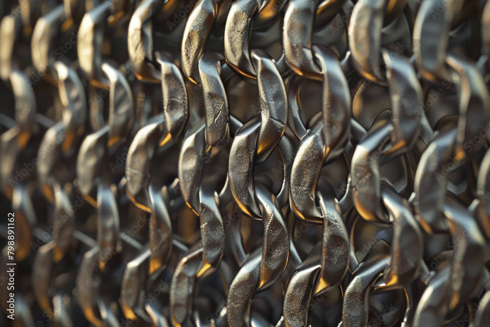 Texture resembling metallic chainmail, featuring interlocking rings and metallic shine. Metallic ...