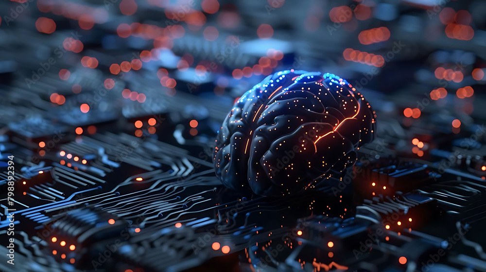 neural network development in the brain a computer screen displays a ...