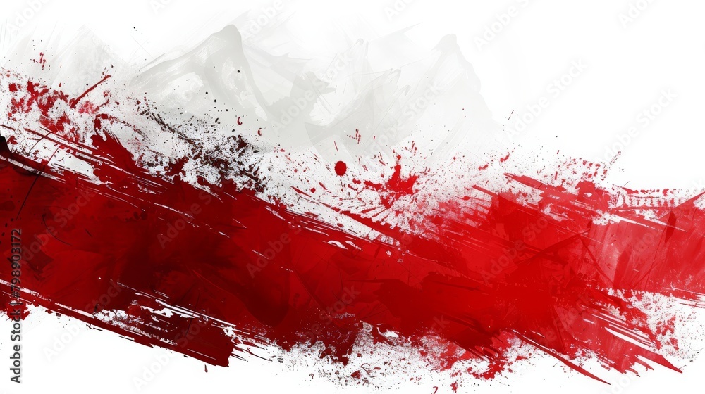 Abstract grunge Poland flag painted with watercolor paint splashes ...