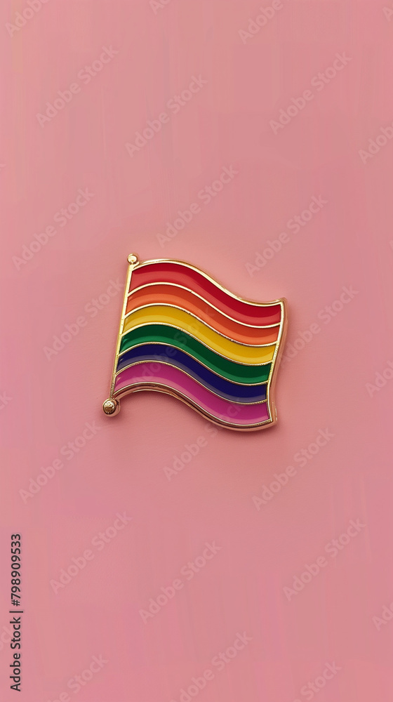 An enamel pin showcasing LGBT pride, featuring a classic rainbow design ...
