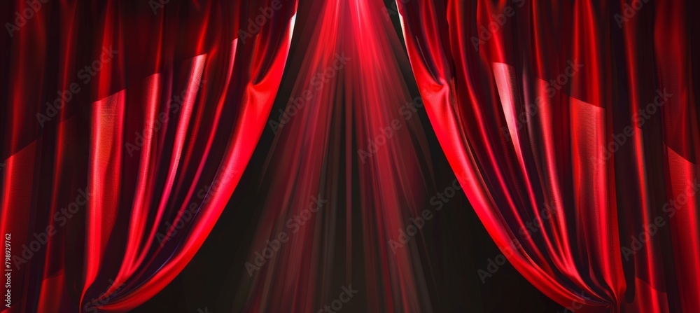 Red stage curtains with black background. Theatrical scene for ...