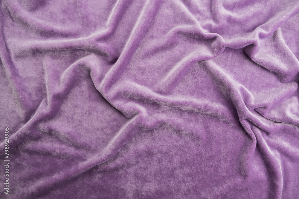 Texture of light purple velour fabric, top view. A noble purple shade ...