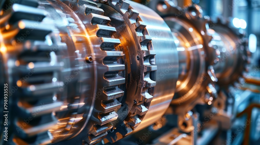 High precision industrial machine with complex gear system, detailed ...