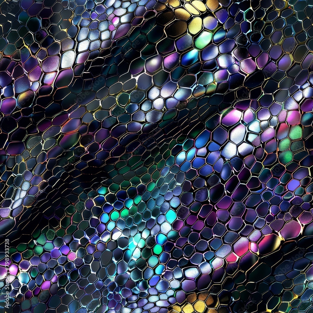 Seamless snake skin pattern with dark holographic iridescent tones ...