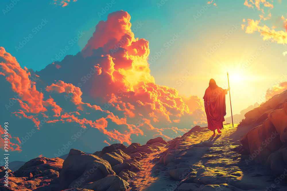 hebrew prophet on mount sinai after the exodus of the israelites Stock ...