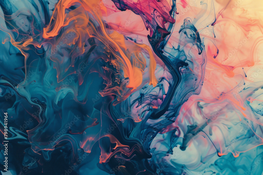 Abstract ink blots, featuring organic shapes and fluid patterns ...