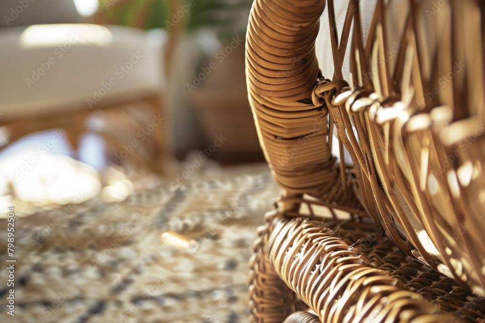 The woven texture of rattan, a natural material on furniture and decor ...