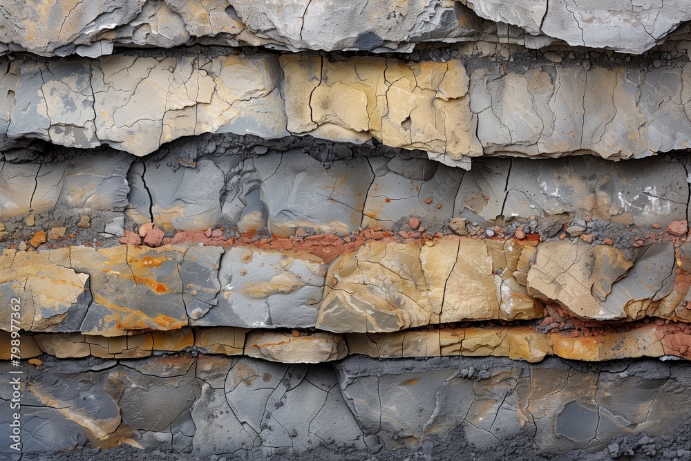 Eroding soil, subsoil and bedrock underground soil layer of cross ...