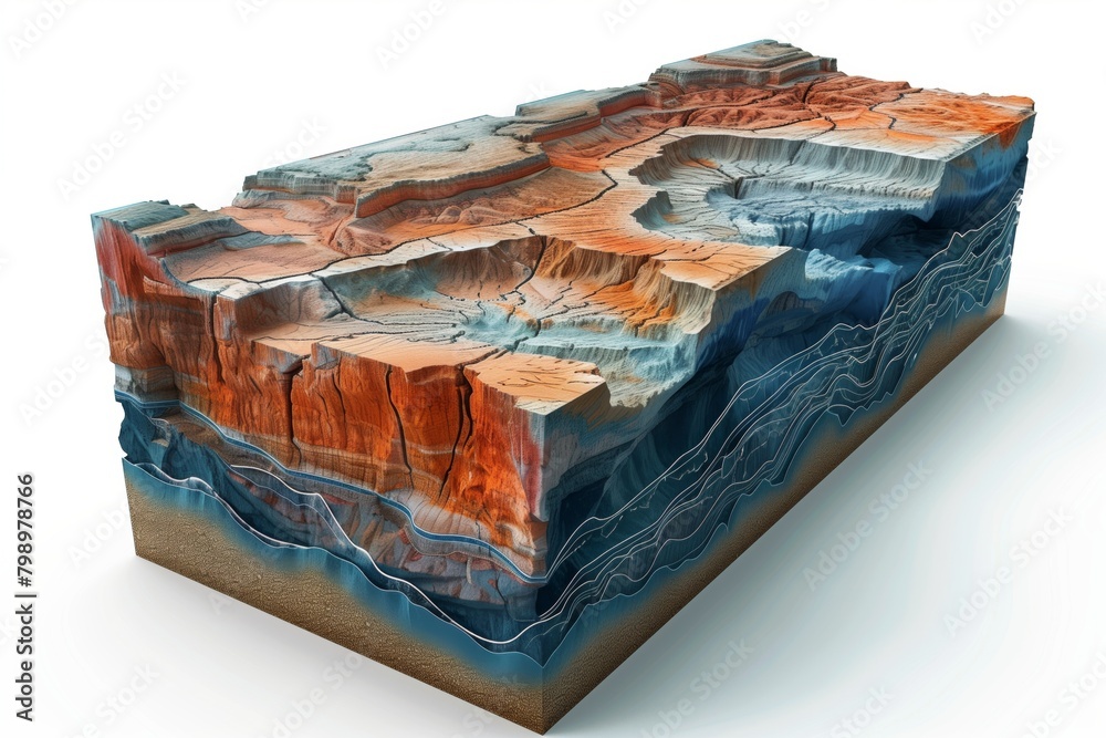Geology, layers, plates, tectonics section. Schematic abstract view of ...