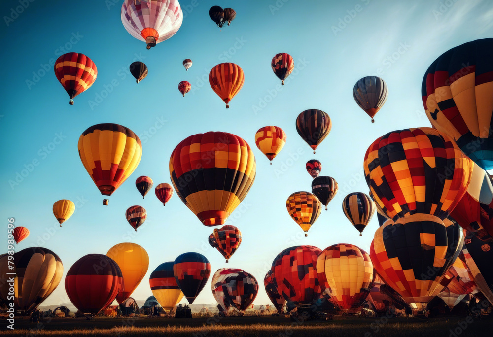 balloons colorful air isolated montgolfier floating sky travel ...