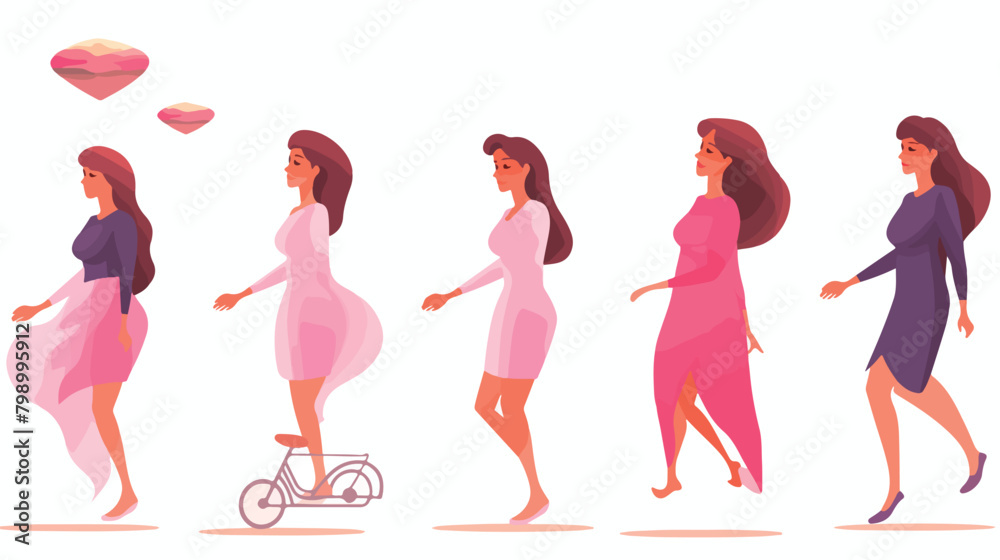 Life cycle of woman. Visualization of stages of fem vector de Stock ...