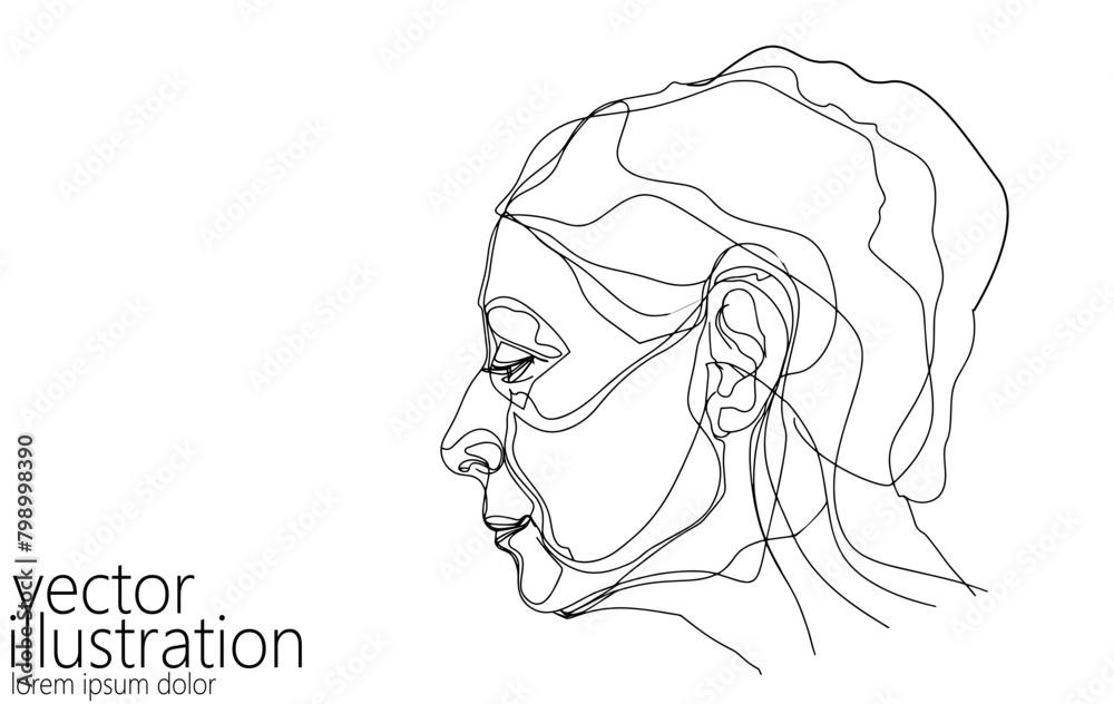 Continuous one single line art beautiful old woman face concept. Female ...