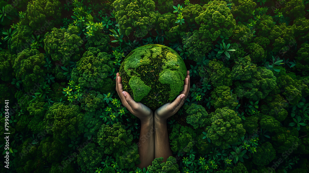 Hands holding green earth, protect the environment, esg, prevent ...