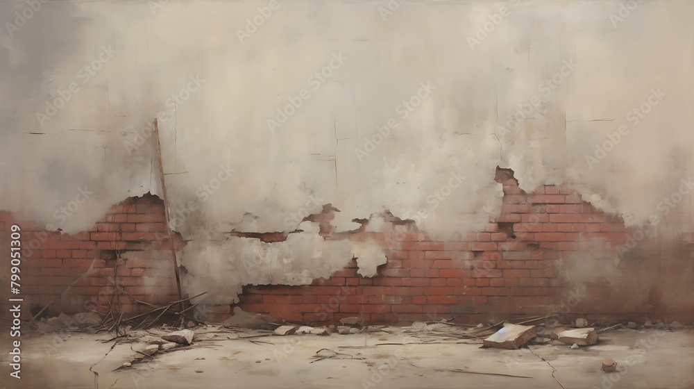 Decaying Wall Background: Crumbling Parging and Broken Bricks for ...