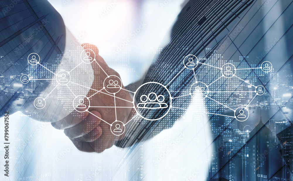Global business, customer relationship management CRM, HR human ...