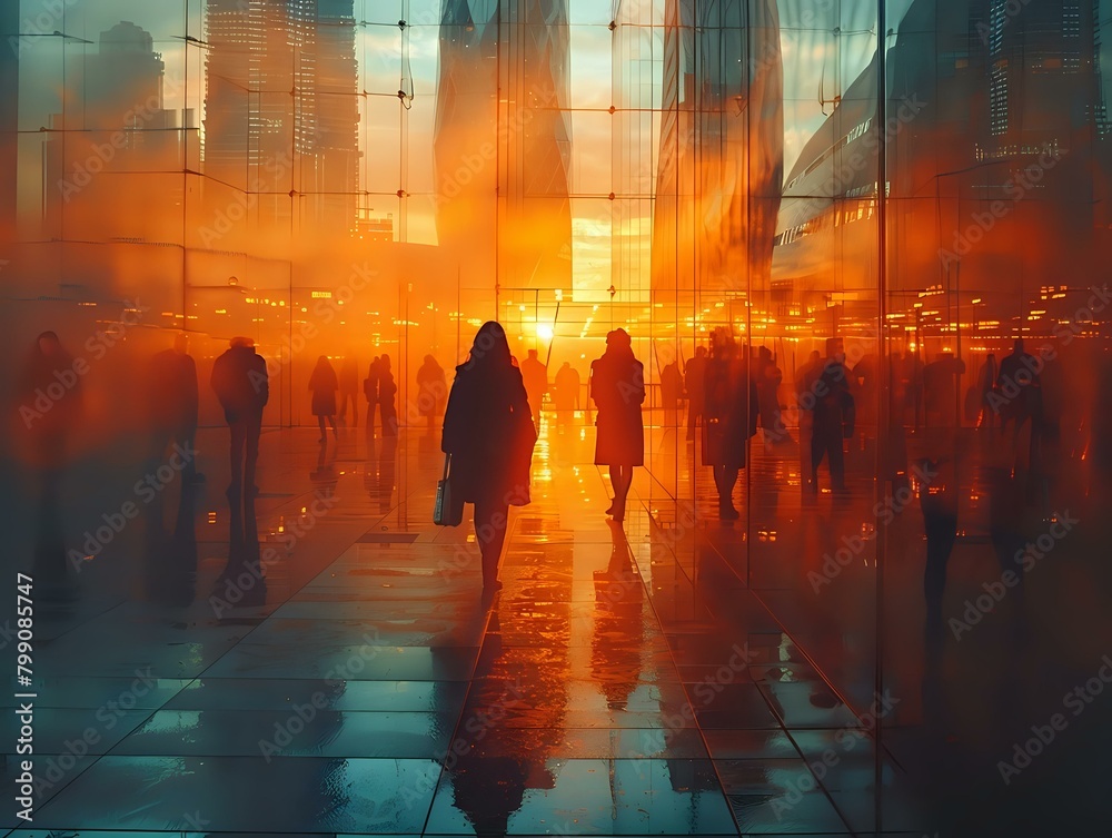 Dynamism in Motion: Silhouettes in a Contemporary Workspace Stock ...