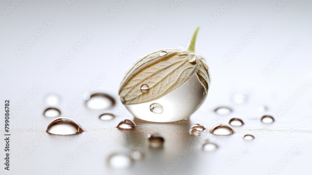 Water droplets glisten on the surface of a solitary marijuana leaf ...