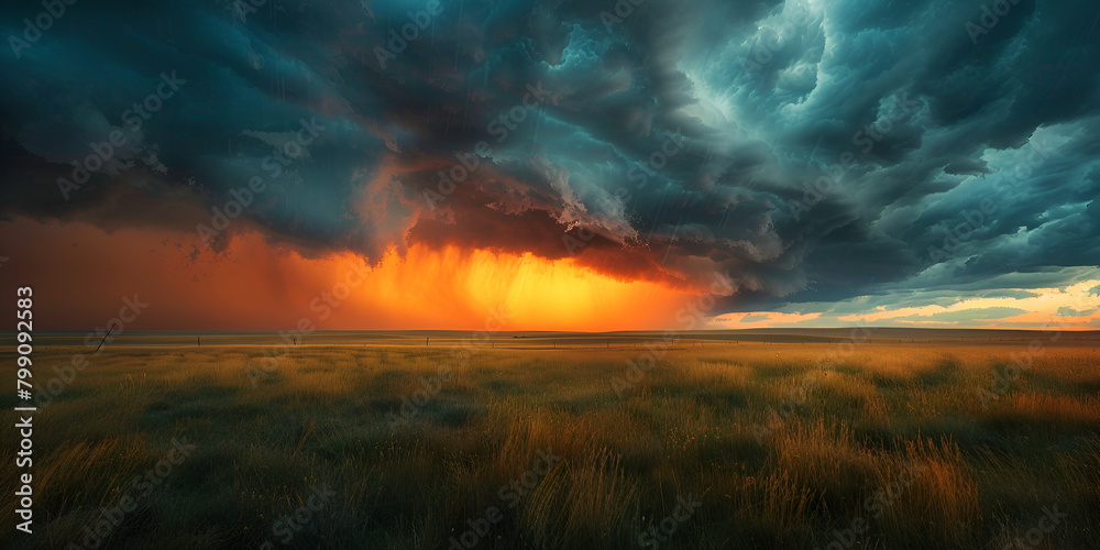 Spectacle of Nature: The Fiery Storm's Embrace, Majestic Fury: Sunset ...