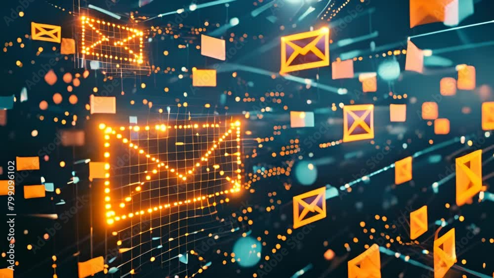 A computer screen shows a bunch of orange and blue circles that look ...