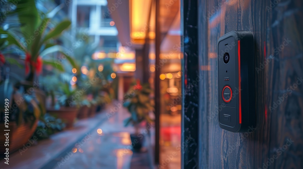 Smart Home Technology: A photo of a smart doorbell with a built-in ...