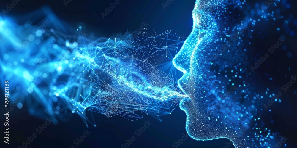 AI Voice Generator synthetizer background. Whisper of artificial ...