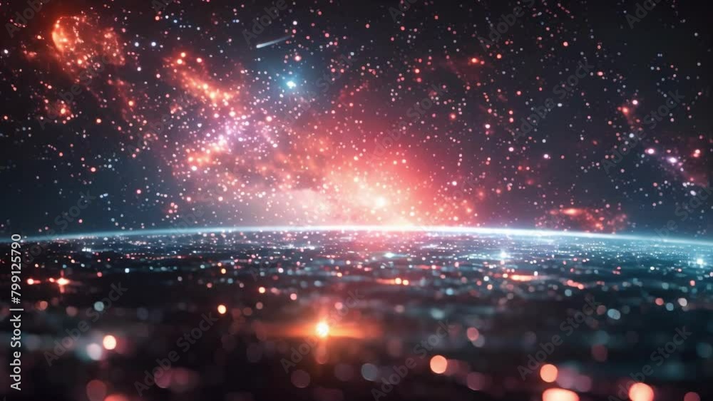 Nighttime background with cyberpunk color scheme and shooting starlight ...