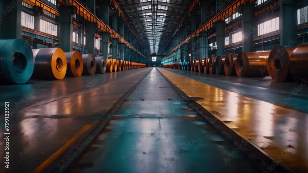 Vidéo Stock Steel sheet roll in warehouse produced at hot rolled steel ...