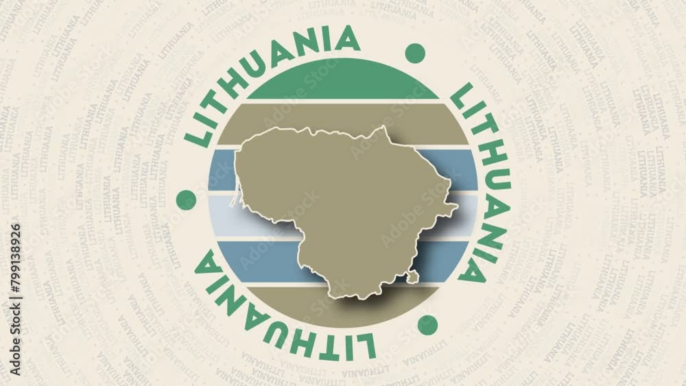 Lithuania logo intro. Badge with the circular name and map of country ...
